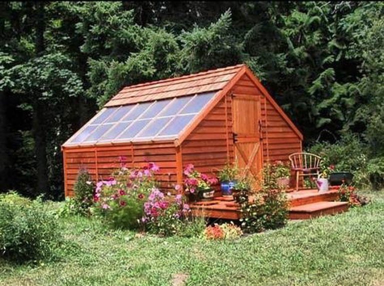 Sunhouse Cedar Wood Storage Shed and Greenhouse Combo Kit - Storage ...